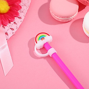 BESTOYARD Silicone Straws Tips Cover Cartoon Rainbow Reusable Compatible with Stanley Drinking Straw Lid Plug Anti-dust Airtight Seal Splash Proof For Telescopic Straw Beverages