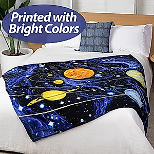 Dawhud Direct Solar System Fleece Blanket for Bed, 50" x 60" Space Fleece Throw Blanket for Boys, Men, Unisex and Kids - Super Soft Plush Planetary Blanket Throw Fleece Blanket for Planet Lovers