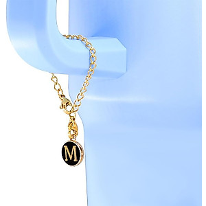 Letter Water Bottle Accessories For Stanley Cup,Water Bottle Letter Chain,2PCS ID Initial Letter Personalized For Stanley Tumbler Cup,Initial Decoration Accessories for Water Bottle Handle(M)