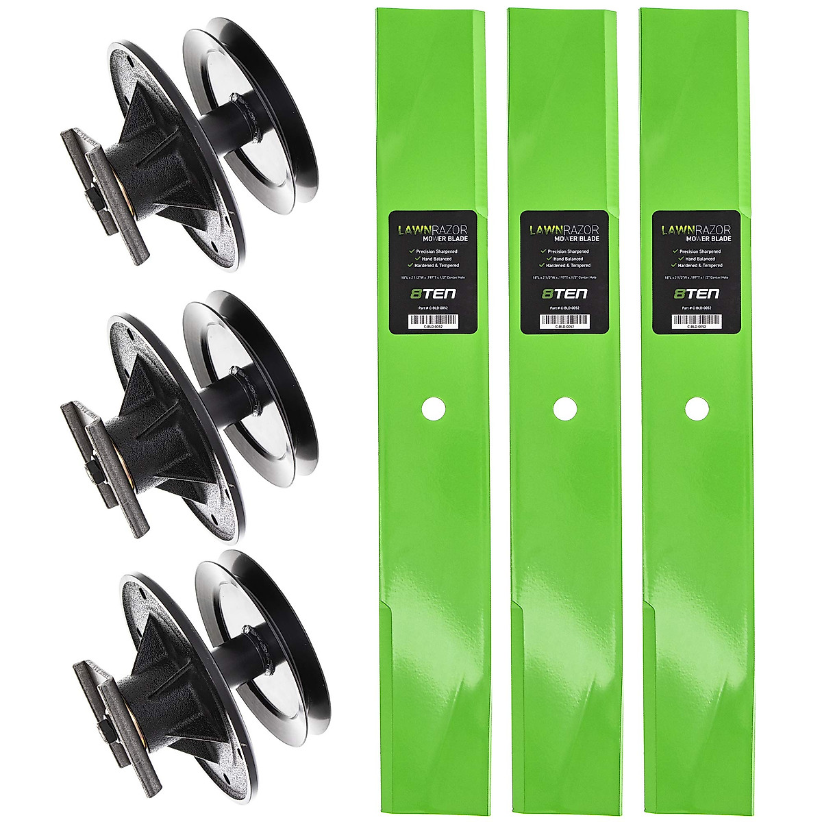 8TEN Spindle Low Lift Blade Kit for Toro 52 inch Cut Deck Z Master Z149 Z150 Z153 Side Discharge Mower 100-3976