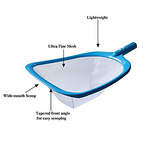 ATIE Pool Spa Leaf Skimmer Net with White Ultra Fine Mesh with 4" Deep Pocket Great for Removing Leaves & Debris in In-Ground Pool Spa and Above Ground Pool, Inflatable Pool, Hot Tub, and Fountain