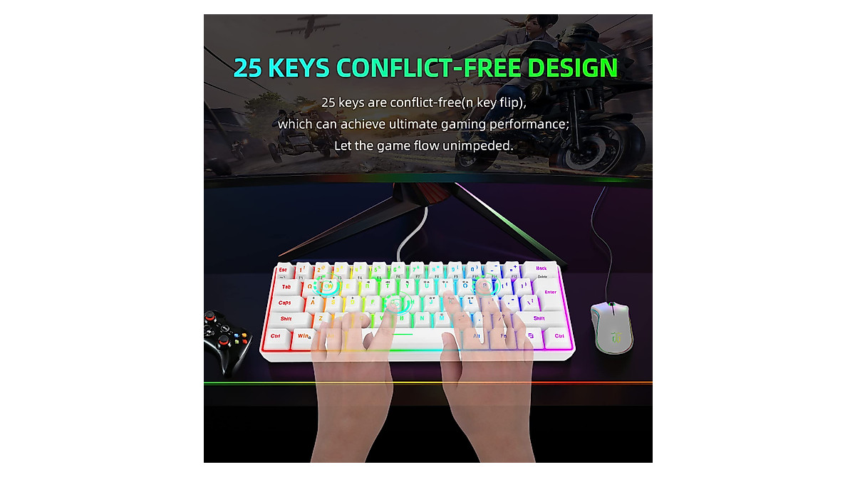 Snpurdiri 60% RGB Wired Gaming Keyboard - Compact & Ergonomic