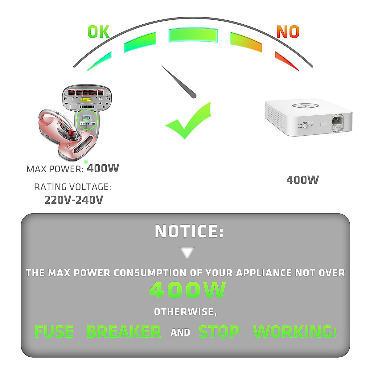 UMI 110V to 220V Step Up Voltage Converter 500W for Europe China Korea 220V-240V Appliances Use in US Canada Mexico -Circuit Breaker Protection and Overheating Overload Protection [3-Years Warranty]