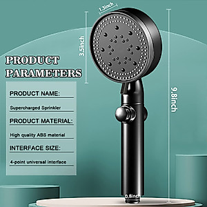 5 Functions Shower Head Shower Head with Handheld High Pressure-Full Body Coverage Powerful Rain Hard Water Softener Filtered Shower Head(Black)