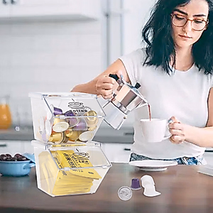 Yomjarl Tea Bag Storage 2 Pack Clear Plastic Tea Display Box Stackable Tea-Bag Holder Organiser Coffee Bar Organiser for Tea Bags,Sugar,Coffee Pods Storage for Kitchen Countertops Cabinets Pantry