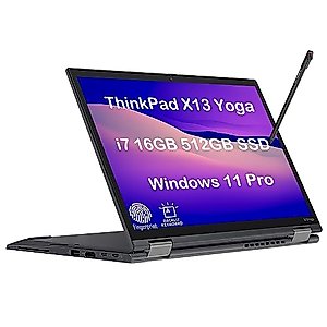 Lenovo ThinkPad X13 Yoga 2-in-1 Business Laptop (13.3" FHD+ Touchscreen, Intel Core i7-1165G7, 16GB RAM, 512GB SSD), Backlit Keyboard, Fingerprint, 3-Year Warranty, IST Pen, Win 11 Pro, Black