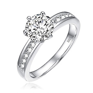 OLIVIASO 925 Sterling Silver Engagement Ring 2.5ct Round Solitaire Cubic Zirconia Rings Promise Eternity Rings for Women Size 6