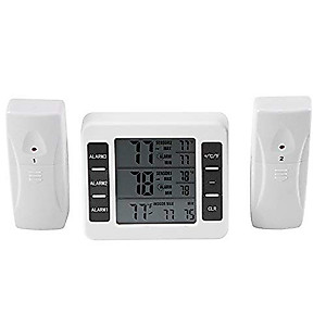 Freezer Thermometer with Alarm, digital Thermometer for Freezer with 2PCS Sensor Min/Max Display
