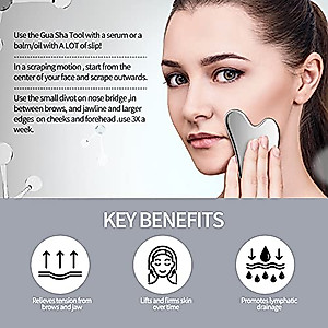 Stainless Steel Gua Sha Tool - Gua Sha Massage Tool, for Facial Microcirculation/Removes Toxins/Prevents Wrinkles/Boost Radiance of Complexion - 100% Authentic & Genuine Stainless Steel