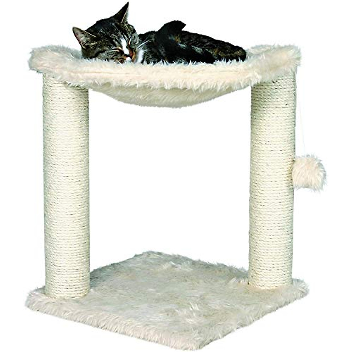 TRIXIE Baza Scratching Post with Hammock | 16" Base, Cream, Small