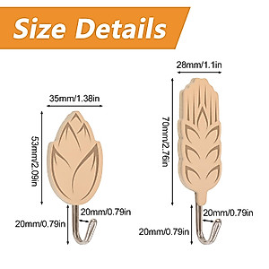 MOROBOR 6Pcs Adhesive Hooks for Hanging, Self Adhesive Sticky Hooks Wooden Wall Adhesive Hooks Cute Wall Hangers for Bathroom Bedroom Home