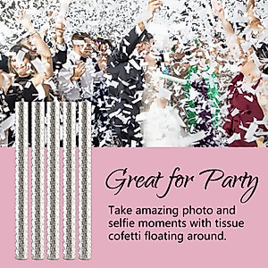 BATTIFE 40Pack White Confetti Wands, 14 Inch Tissue Paper Confetti, Flick Flutter Sticks for Wedding, Celebrations, Anniversary, Birthday, Graduation Party