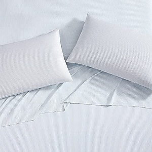 Laura Ashley - King Sheets, Soft Sateen Cotton Bedding Set - Sleek, Smooth, & Breathable Home Decor (Ramona Blue, King)