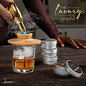 Cocktail Smoker Kit with Torch & Four Wood Chips for Whiskey Cocktails & Bourbon - Old Fashioned Smoker Kit and Whiskey Infuser Smoker Kit (Butane Not Included)