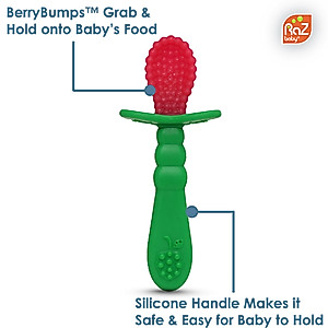 RaZbaby RaZberry Infant Training Spoon, 6m+ (Red & Blue, 2 Count (Pack of 1))