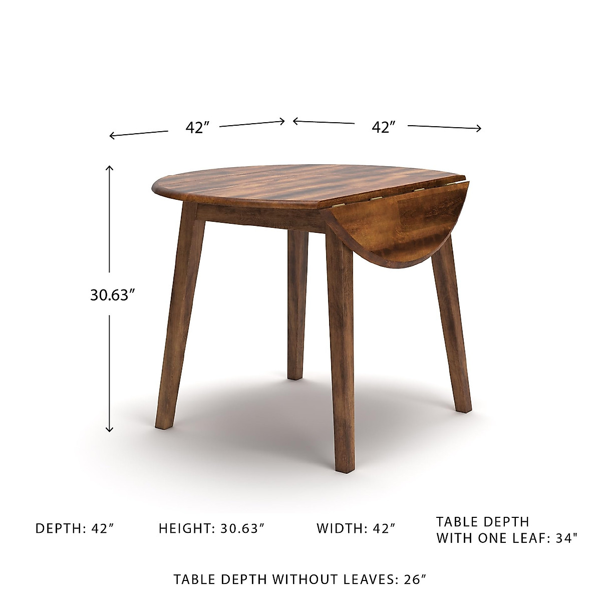 Signature Design by Ashley Berringer Dining Room Round Drop Leaf Table, Rustic Brown
