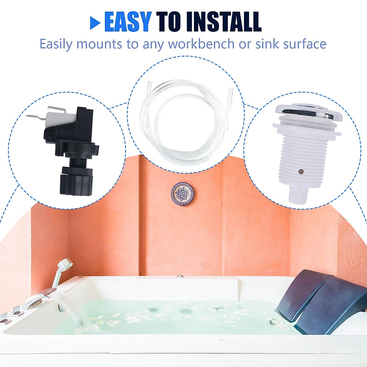 Fuoequl 16A On Off Push Button Switch Jetted Whirlpool Jet for Bath Tub Spa Garbage