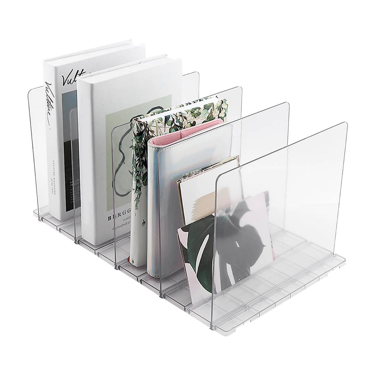 Jaeskeclip 5pcs Purse Organizer for Closet, Acrylic Shelf Dividers Closet Organization, Adjustable Clear Handbag Separator Storage Organizer Stable, for Bookshelves, Clothes, Kitchenware(Transparent)