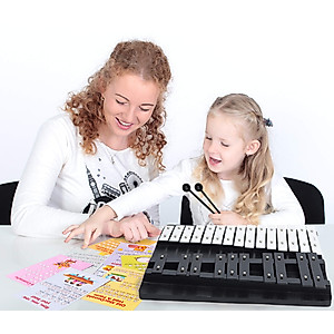 Large Xylophone 25 Notes Chromatic Glockenspiel, Bag, Sheet Music Cards, 45-song Ebook