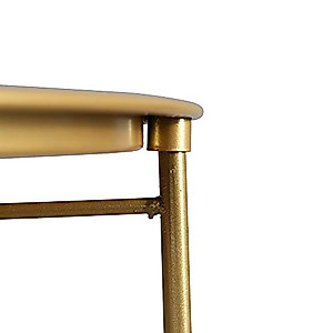 HOME BI Small Round End Table, Accent Side Table Nightstand with Removable Tray Top for Living Room Bedroom, Folding Mini Coffee Table, All Metal Frame, No Assembly Required, Gold