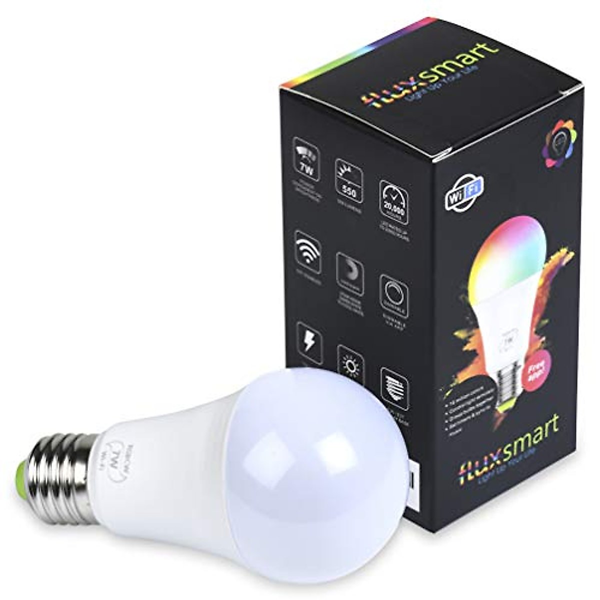 Flux WiFi Smart LED Light Bulb - Compatible with Alexa, Google Home Assistant & IFTTT - Smartphone Controlled Multicolored Color Changing Lights - Sunrise Wake Up Light & Dimmable Night Light