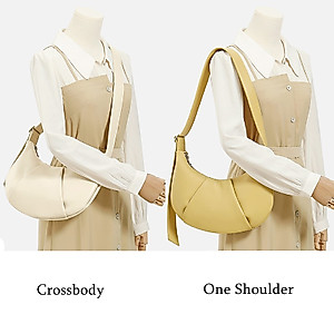 NVKIC Women's Crossbody Handbags Small Cute Retro PU Leather Wide Strap Shoulder Bags Soft Chic Dumpling Everday Purses for Women Yellow