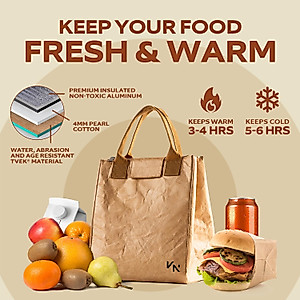 VonNova Lunch Bag Women, Lightweight and Water-Resistant Tyvek® Material, 1 Stainless Spork and pouch, Easy to clean Reusable Lunch Bag, Lunch box for Women, Lunch Tote, Insulated Lunch Bags for Women