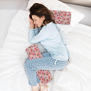 Vnurnrn Strawberry Pink Neck Support Pillow Round Neck Roll Bolster Cylinder Pillow Cervical Pillows Body Pillow for Leg Knee Back Head Support for Gifts Camp Study Work