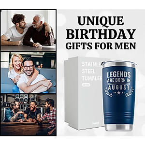 Onebttl Funny Birthday Gifts for Men, Happy Birthday Tumbler for Him, Coffee Mug with Lid, Mens Birthday Gift Ideas, Legends are Born in December