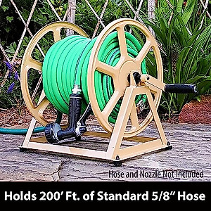 Liberty Garden 709 Steel Wall/Floor Mounted Hose Reel, Holds 200-Feet of 5/8-Inch Hose - Tan