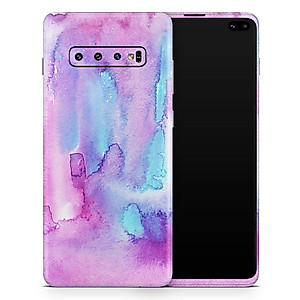 DesignSkinz Blue and Pinkish Absorbed Watercolor Texture Protective Vinyl Decal Wrap Skin Cover Compatible with The Samsung Galaxy S20 (Screen Trim & Back Glass Skin)