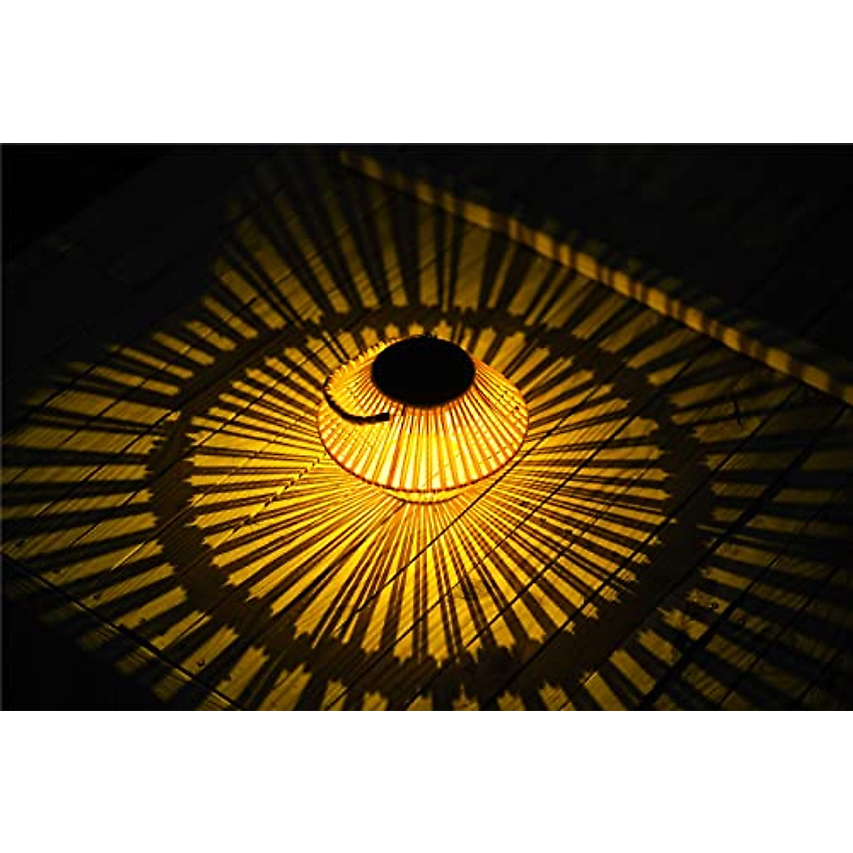 Outdoor Hanging Solar Lantern , 2 Pack Handmade Woven Lamp with Rope Handle Waterproof Table Light Home Decor for Backyard Balcony Patio Garden, Natural