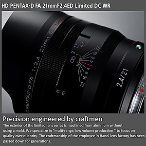 Pentax FA 21mmF2.4ED Limited DC WR Black Ultra-Wide-Angle Single Focus Lens [for use with Full Frame DSLR ] Limited Lens, machined Aluminum Lens Barrel, (28040)