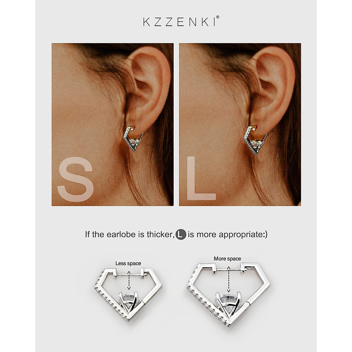 Diamond Shaped Huggie Hoop Earrings 14K Gold Plated Cubic Zirconia Cuff Earrings for Women Men Jewelry Gift