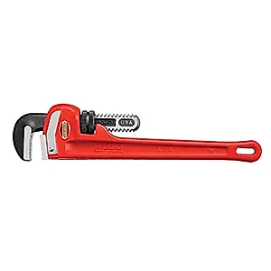 RIDGID 31020 Model 14 Heavy-Duty Straight Pipe Wrench, 14-inch Plumbing Wrench, Red