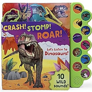 Crash! Stomp! Roar! Let's Listen To Dinosaurs! 10-Button Sound Book, Gifts For Little Dino Lovers