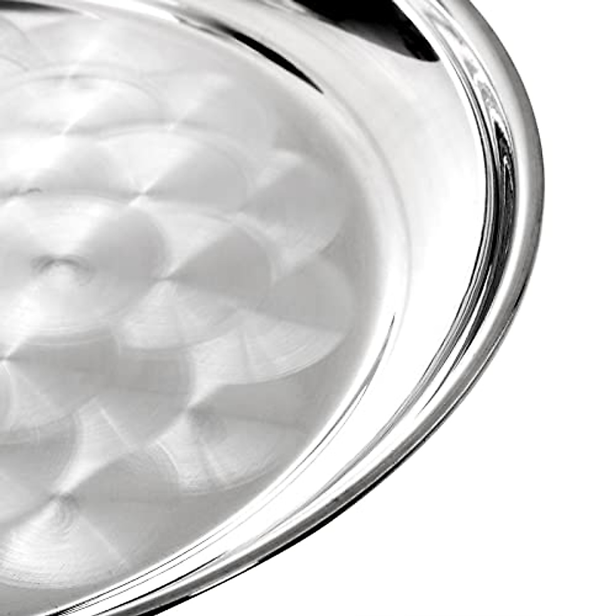 ZEAYEA 6 Pack Stainless Steel Round Tray, 12 Inch Bar Serving Tray with Swirl Pattern, Silver Display Serving Platter, Round Metal Tray for Coffee Table, Party, Club, Home, Ottoman