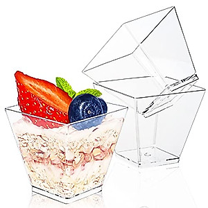 Jnnzzggu 50Pcs Square Mini Plastic Dessert Cups,3.5Oz Clear Plastic Parfait Appetizer Cup for Desserts,Appetizers,Ice Cream