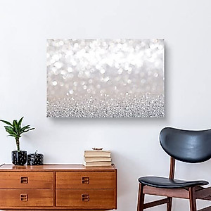 CafePress Canvas Wall Art Abstract Silver Glitter Ready to Hang for Living Room, Bedroom or Office