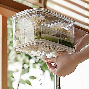 SANNO Refrigerator Food Storage Containers Stay Fresh,Food Storage Container Bin Stackable Refrigerator Freezer Organizer Fresh Keeper Drawers with Vented Lids and Removable Drain Tray