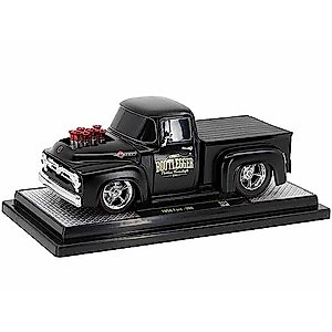M2 1956 F-100 Pickup Truck Matt Black Lunati Bootlegger Limited Edition to 6550 Pieces Worldwide 1/24 Diecast Model Car Machines 40300-99A