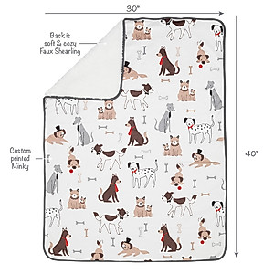Lambs & Ivy Bow Wow Baby Blanket - Gray, Animals, Puppy