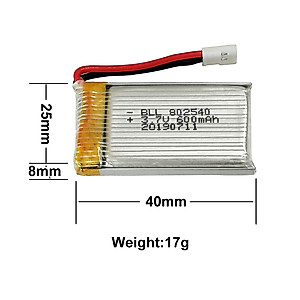 MOONZON 5PCS 3.7V 600mAh Lipo Battery with 5-in-1 Charger for Syma X5C X5C-1 X5A X5 X5SC X5SW H5C V931 S5C S5W SS40 FQ36 T32 T5W H42 Remote Control Drone