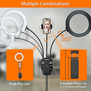 SEBIDER Dual 36W 6500K LED Ring Light with 73" Extendable Tripod Stand & Phone Holder, Portable Light Rings Used for YouTube Video/Selfie/Live Stream/Makeup/TikTok