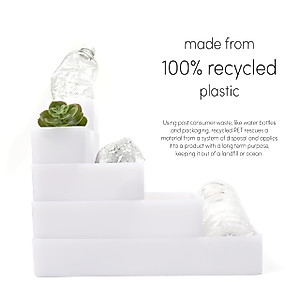 Three by Three Seattle reSTAK Stackable Organizing Bins, Dishwasher Safe, Bins Lock That Lock Together: Stylish Space Management, 5 Bins (Fog)