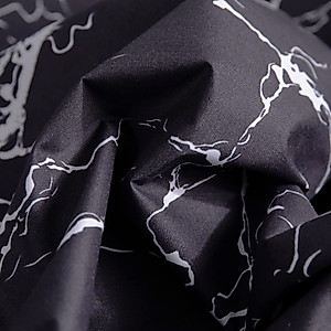 Megsv Waterproof Mattress Protector Cover Polyester Bed Cover Black Marble Pattern Fitted Sheet and Pillowcase (NO Pillow Inner) (Black, Twin)