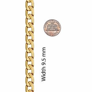 LIFETIME JEWELRY Beveled Cuban Link Curb Chain Necklaces 24k Real Gold Plated (3mm, 6mm & 9.5mm) (20 inches, 9.5mm, Gold)