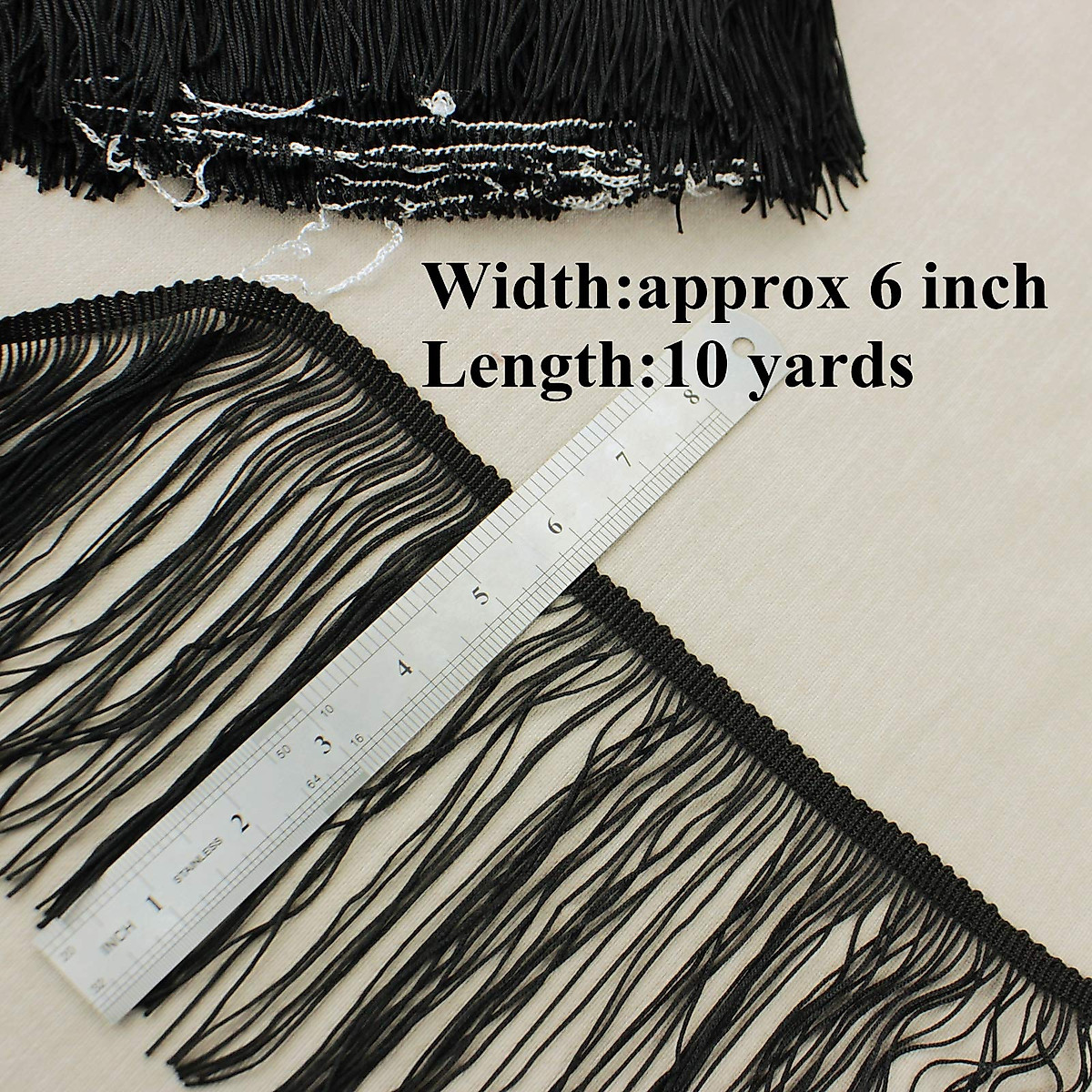 IDONGCAI 10 Yards Sewing Fringe Trim-6 inch Wide Tassel for DIY Craft Clothing and Dress Decoration (Black)