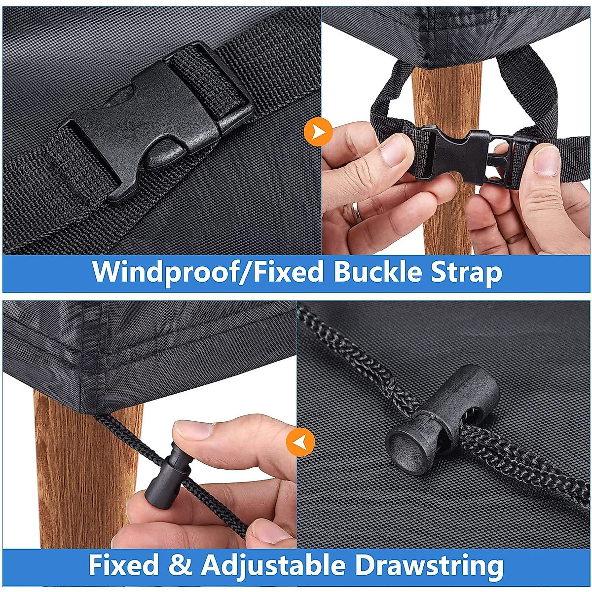 Mrrihand Heavy Duty Patio Sofa Cover Waterproof, 3-Seater Outdoor Sofa Loveseat Cover, Outdoor Patio Furniture Cover with Air Vent and Handles, 85" L×35" D×35" H, Black