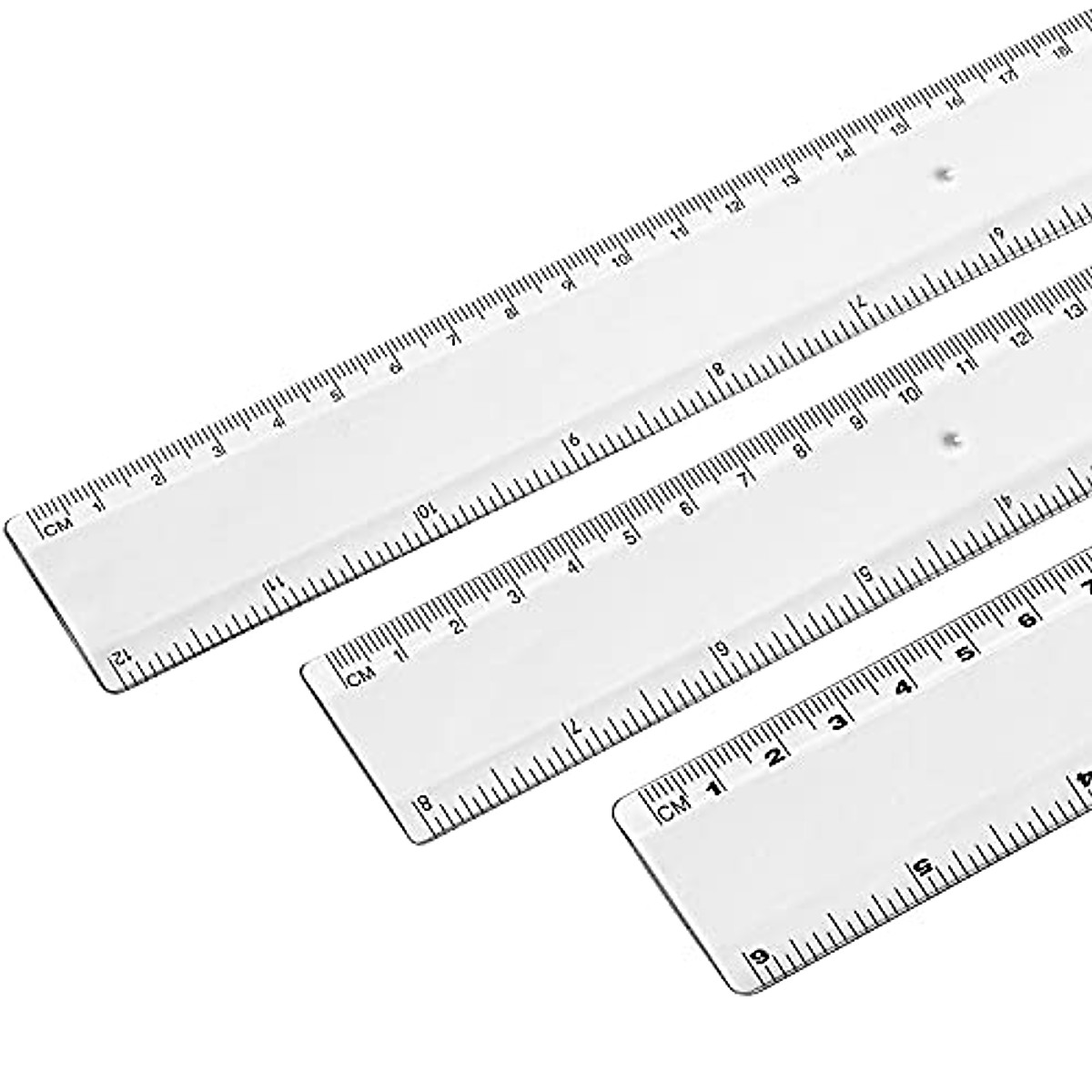 Plastic Transparent Straight Ruler Measuring Tool 6 Inch 8 Inch 12 Inch Ruler Set Rulers Bulk 3 Pack